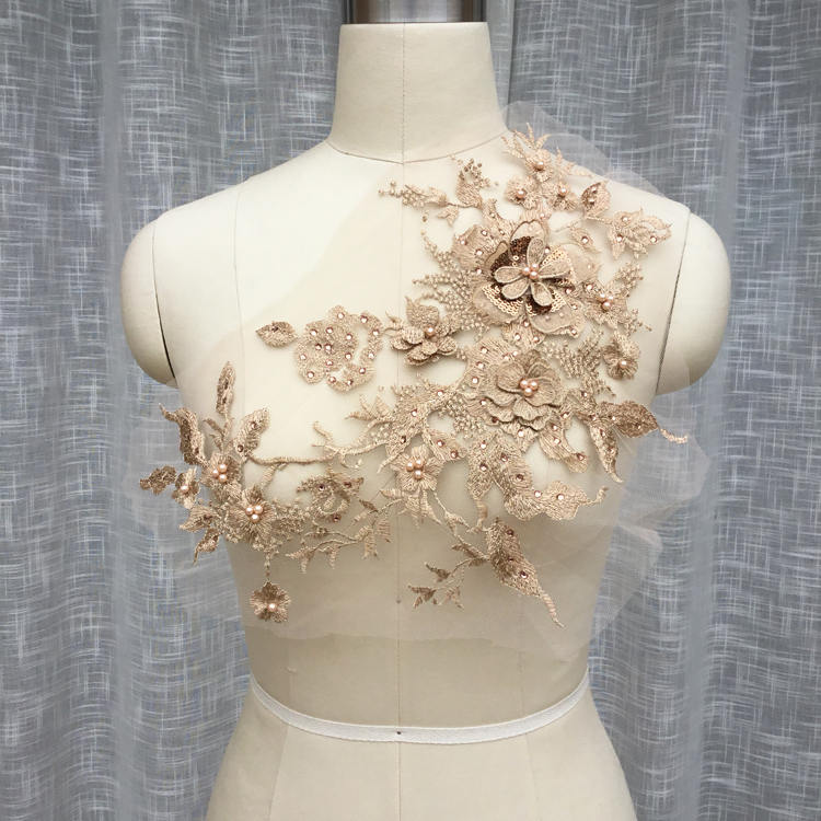 Rose Gold Lace Applique French Lace Applique - Etsy