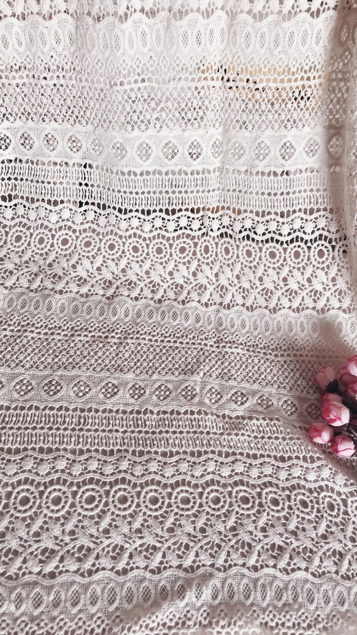 Cotton Lace Fabric Vintage Style Lace Fabric Crochet Lace | Etsy