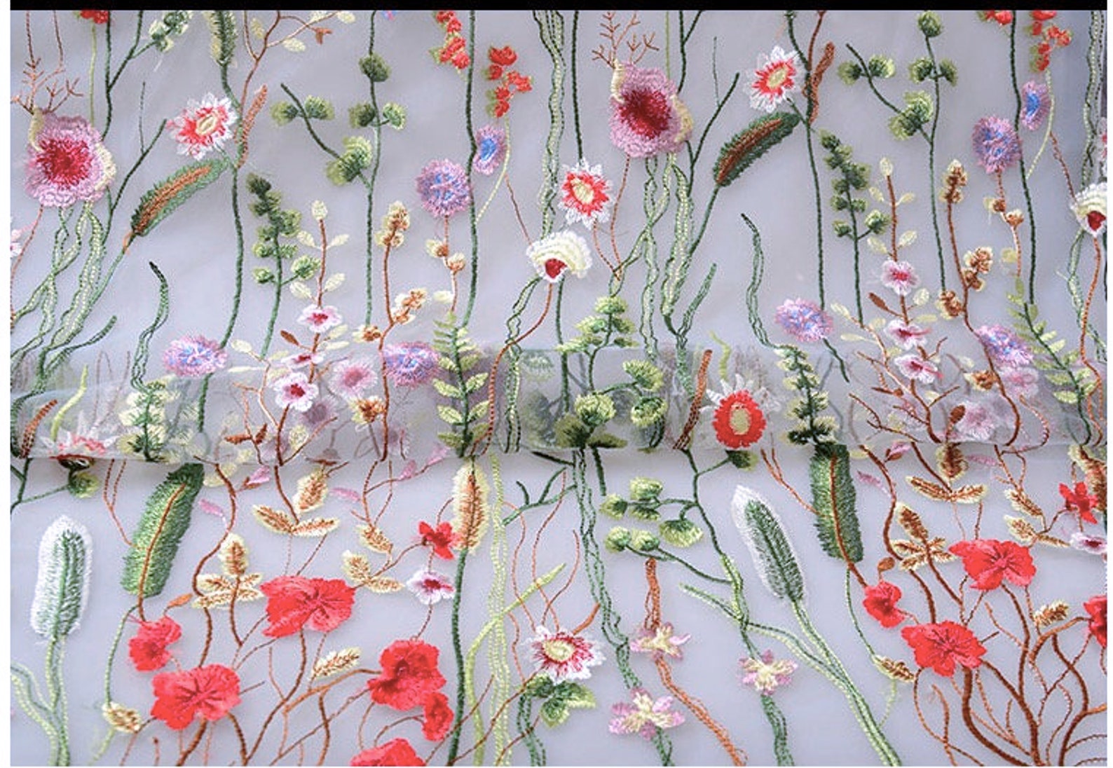 Black Heavy Embroidered Ace Fabric Embroidered Tulle Lace - Etsy