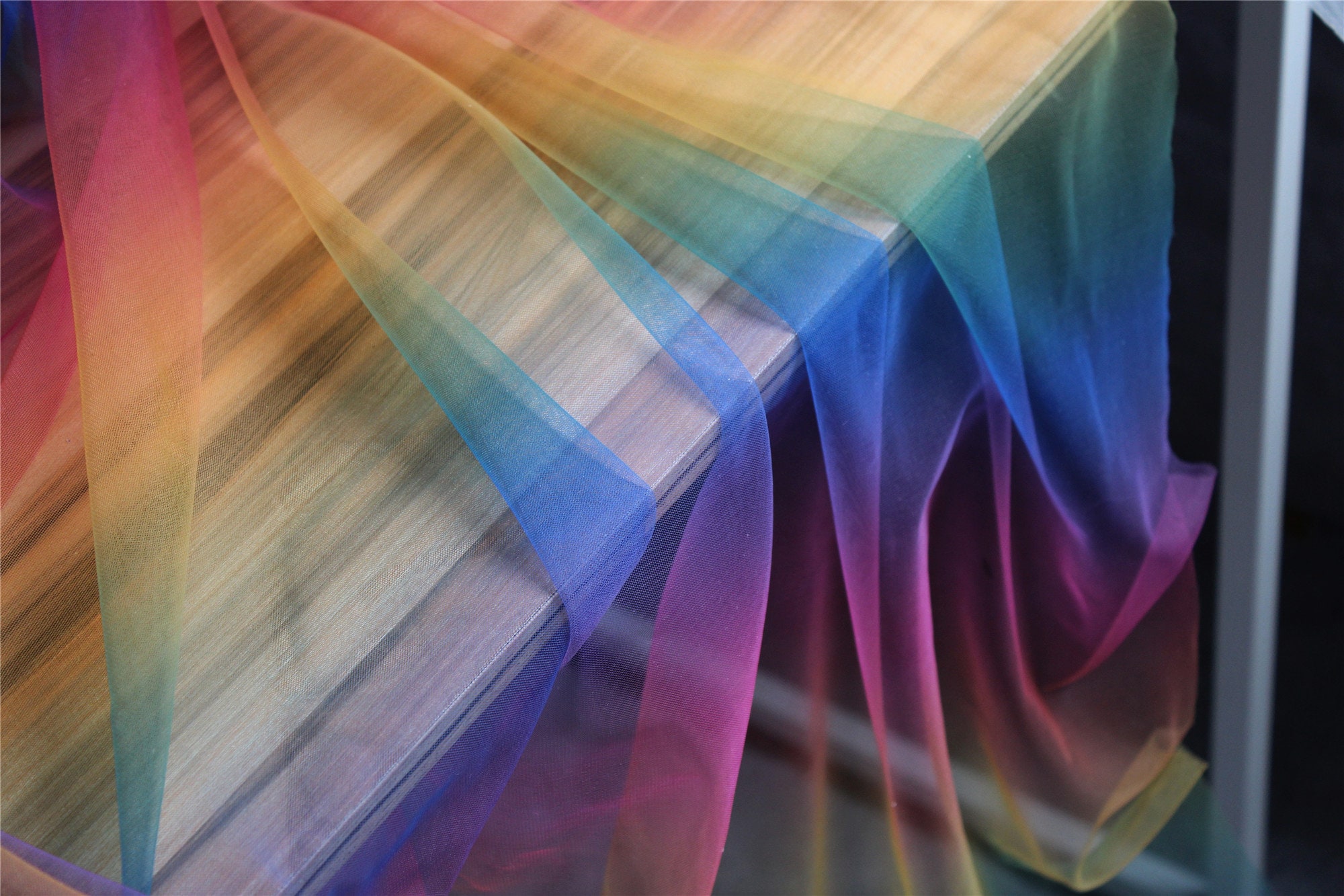 Tulle Fabric With Gradient Colors Rainbow Mesh Lace Fabric - Etsy