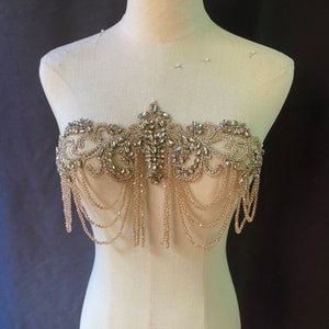 Light Pink Rhinestone Applique With Crystal Chains for Dress, Dance ...
