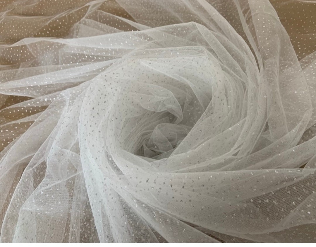 Off White Sparkle Tulle Fabric With Glitters Polka Dots for Veil ...