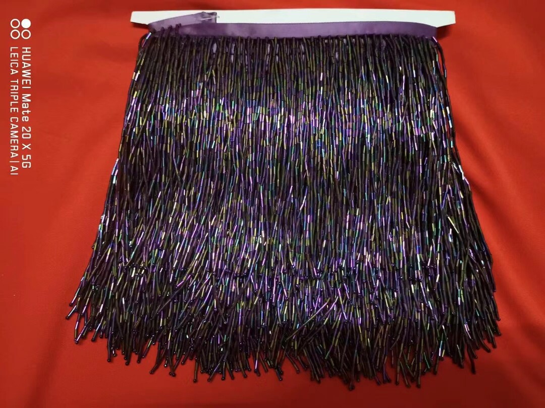 5.9inches Purple Iridescent Bead Fringe Trim With for Couture, Dance ...