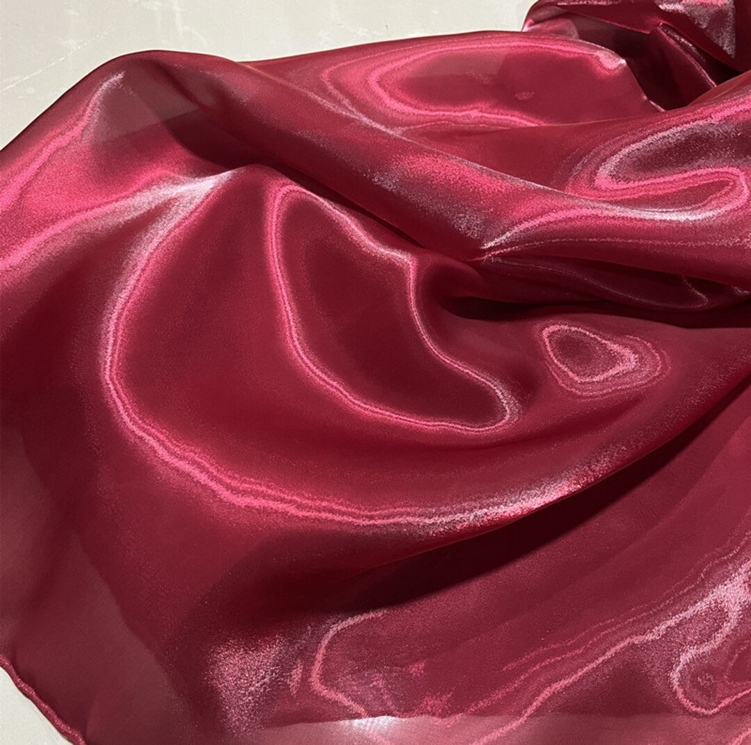 Wine Red Shiny Satin Fabric , Solid Satin Fabric With Shine for Dress ...
