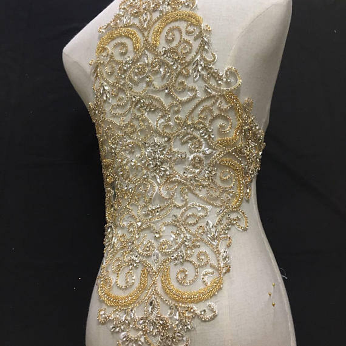 Deluxe Rose Gold Crystal Bodice Applique Crystal Bead | Etsy