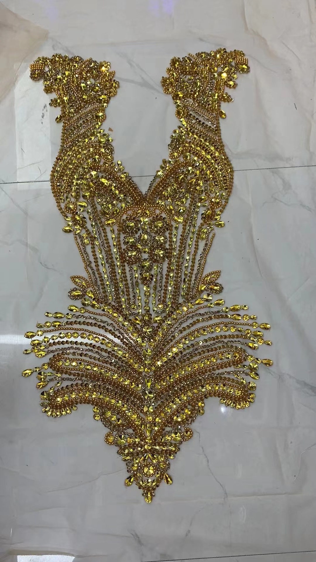 Gold Rhinestone Bodice Applique for Rhinestone Dress, Dance Costume ...
