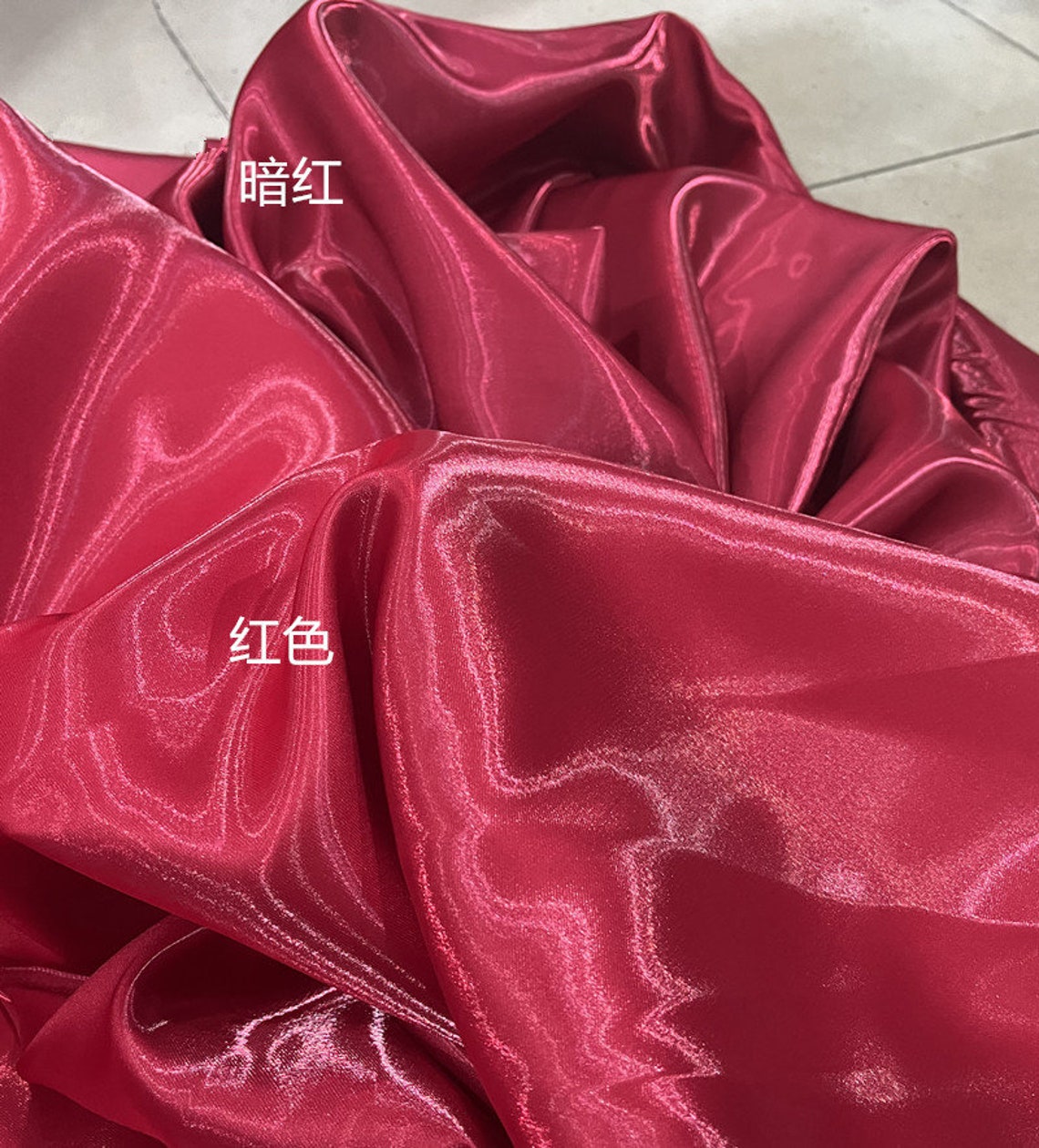 Wine Red Shiny Satin Fabric , Solid Satin Fabric With Shine for Dress ...