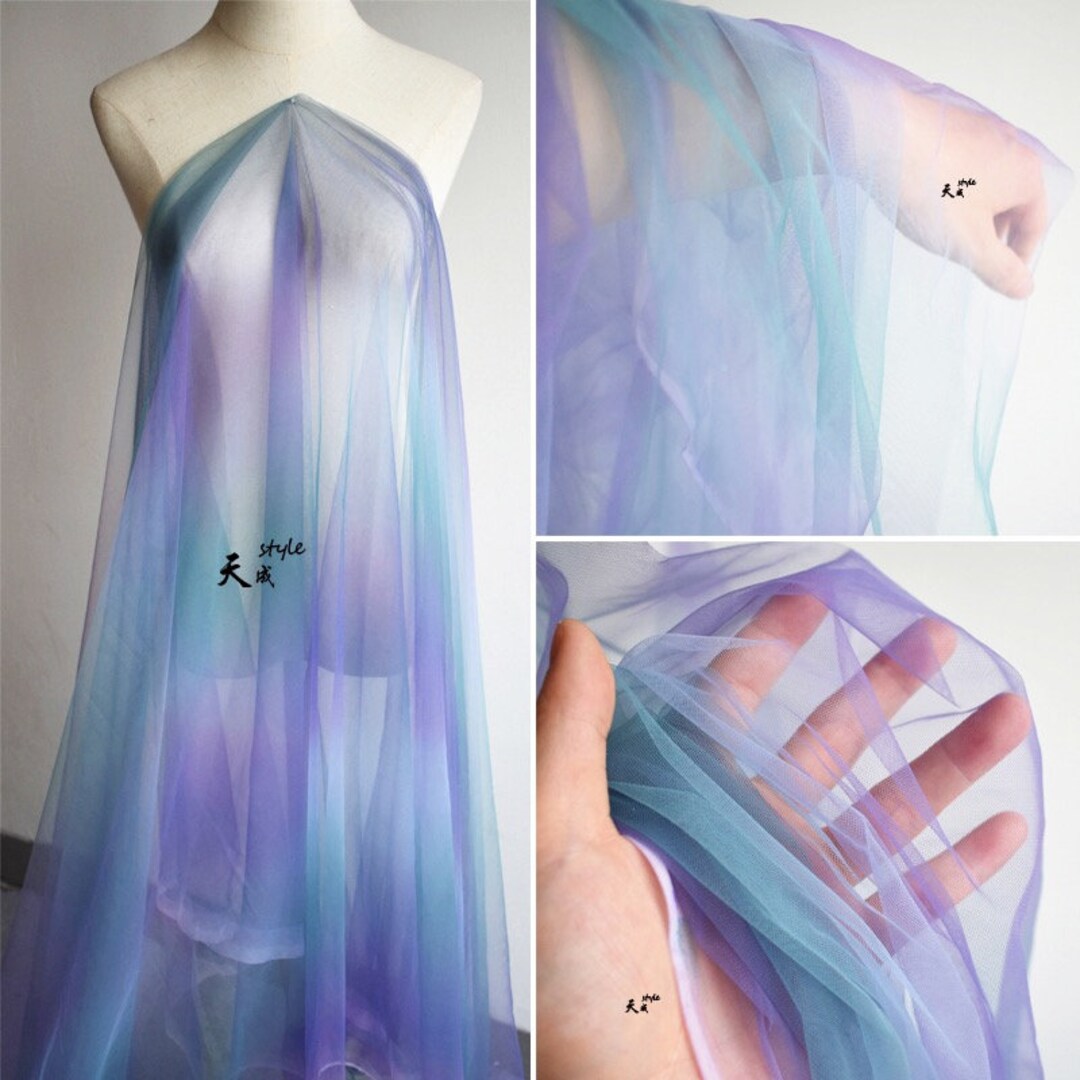 Dream Rainbow Tulle Fabric With Gradient Colors, Tie Dyed Style Tulle ...