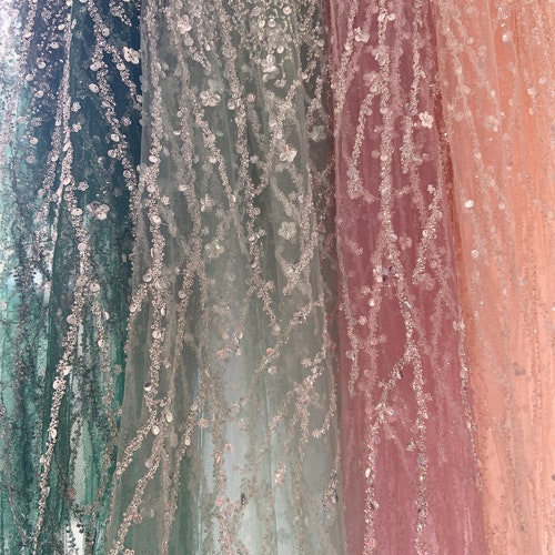 10 Colors Bead Lace Fabric With Florals and Branches for - Etsy