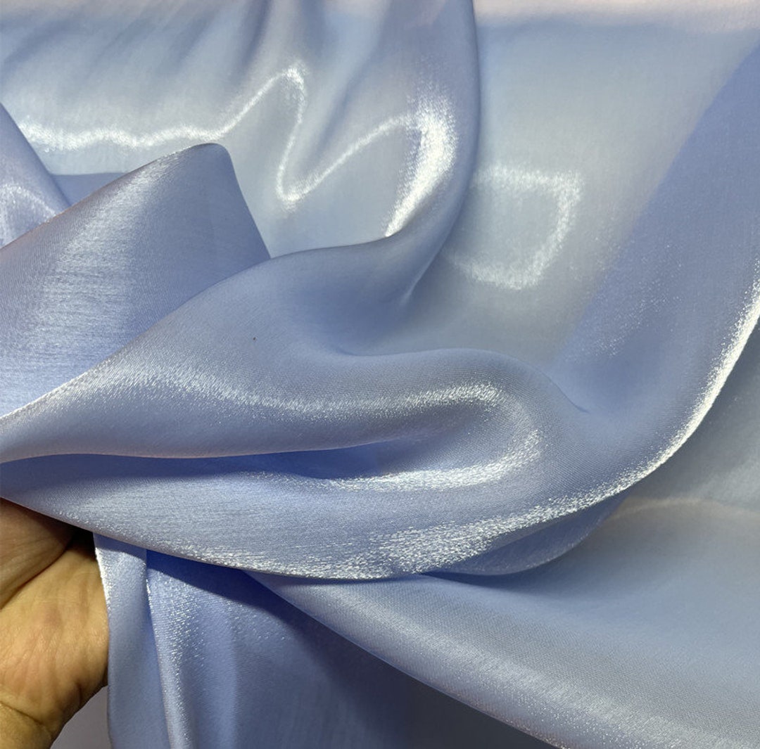 Light Blue Shiny Satin Fabric , Solid Organza Fabric With Shine for ...