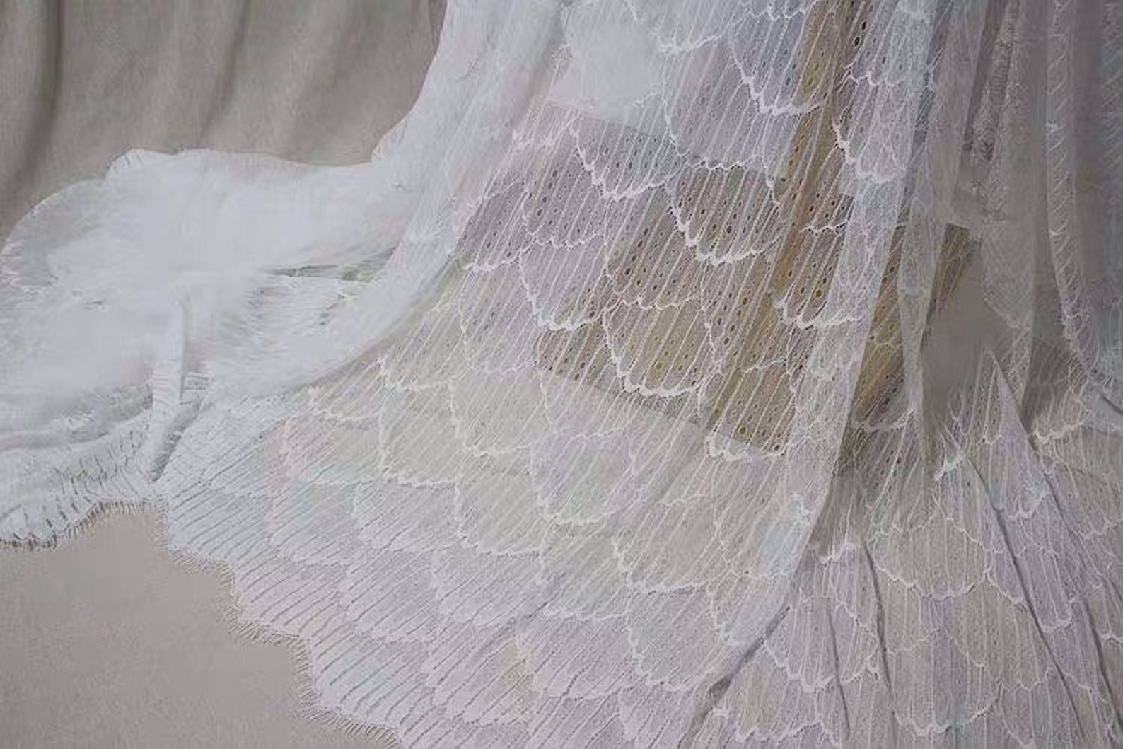 Wave Shape Lace Chantilly Lace Fabric, French Bridal Lace Fabric ...
