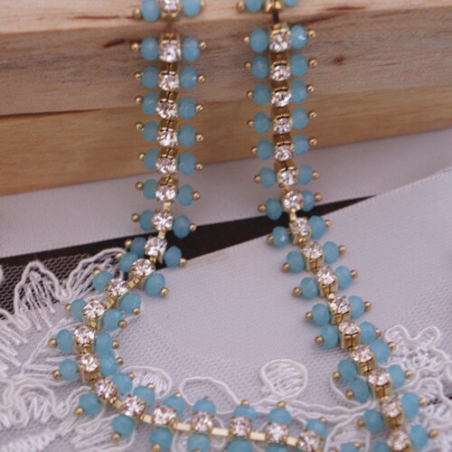 Black Rhinestone Bead Chain Beading Trim Gold Rhinestone - Etsy