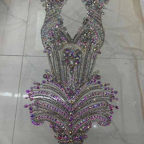 Full Body Rhinestone Applique Prom Dress Applique Bodice - Etsy