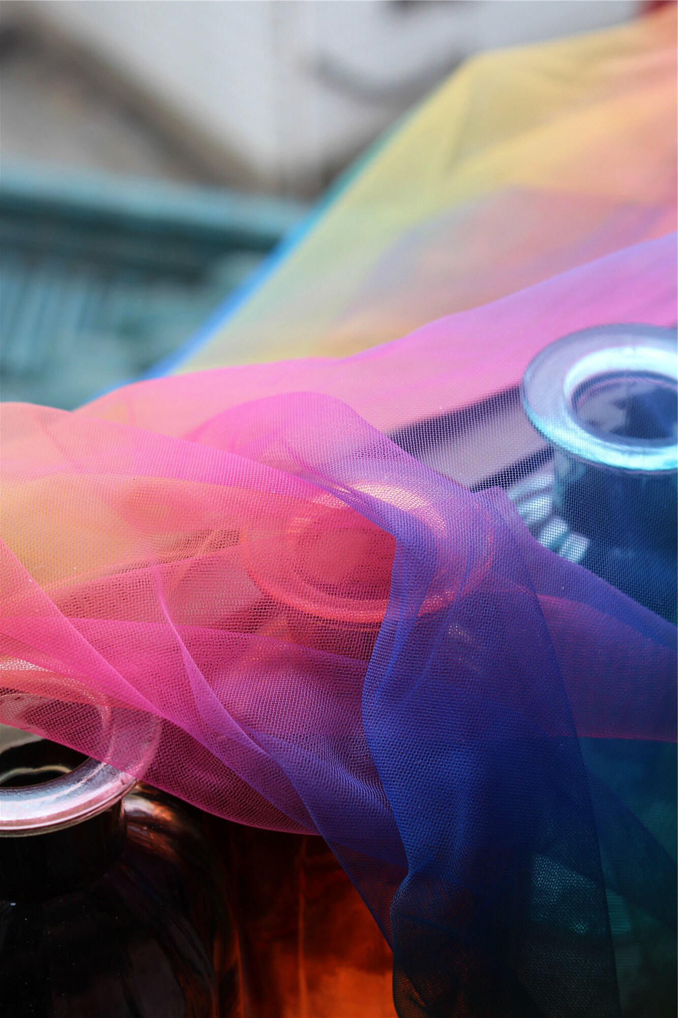 Tulle Fabric With Gradient Colors, Rainbow Mesh Lace Fabric - Etsy