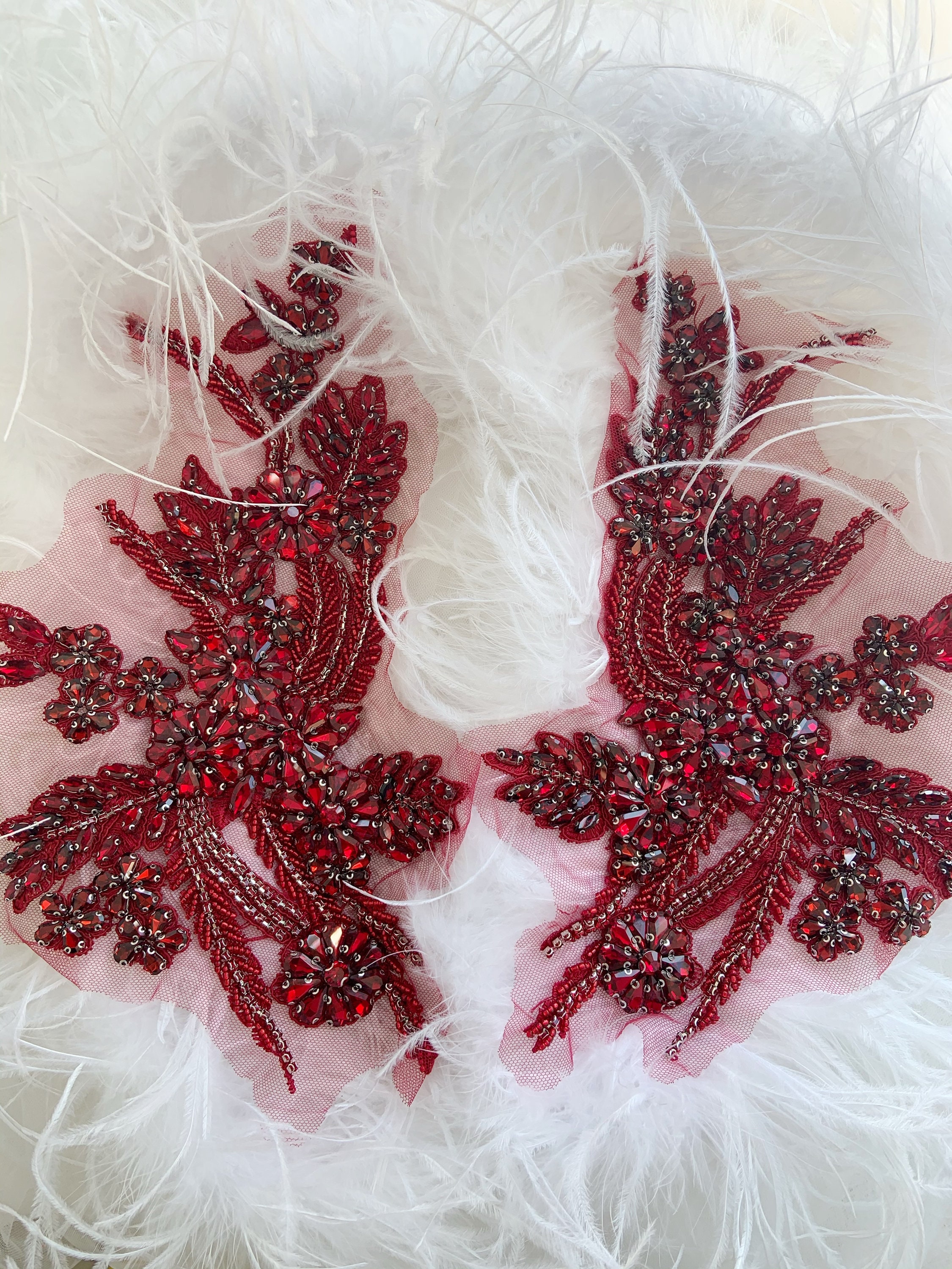 Wine Red Crystal Bodice Applique for Couture and Costume - Etsy