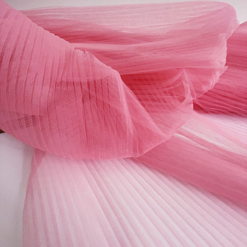 Rosy Pink Accordion Tulle Pleated Fabric for Dress Accordion - Etsy