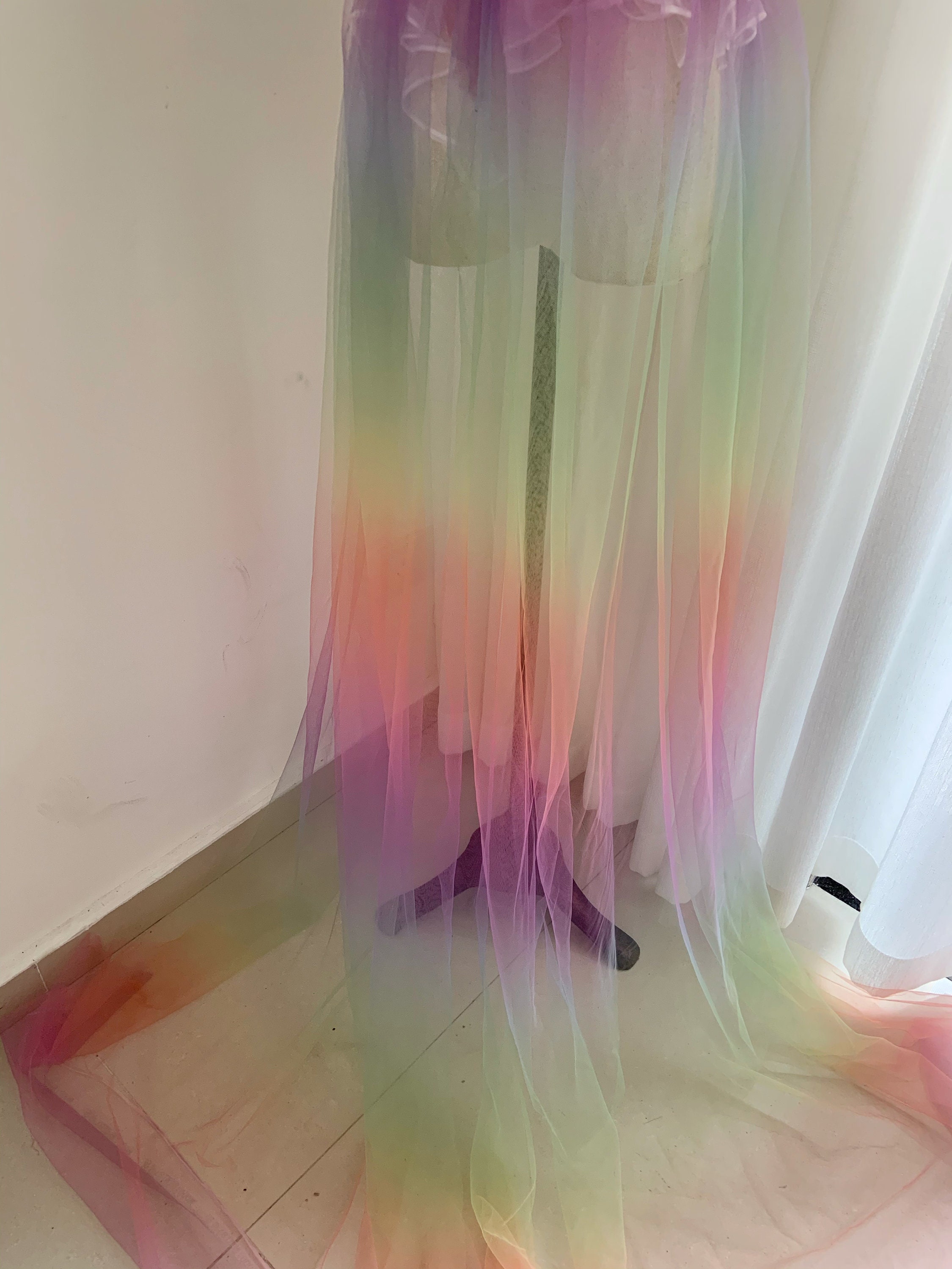 Tulle Fabric With Gradient Rainbow Color Multiple Colors Mesh | Etsy