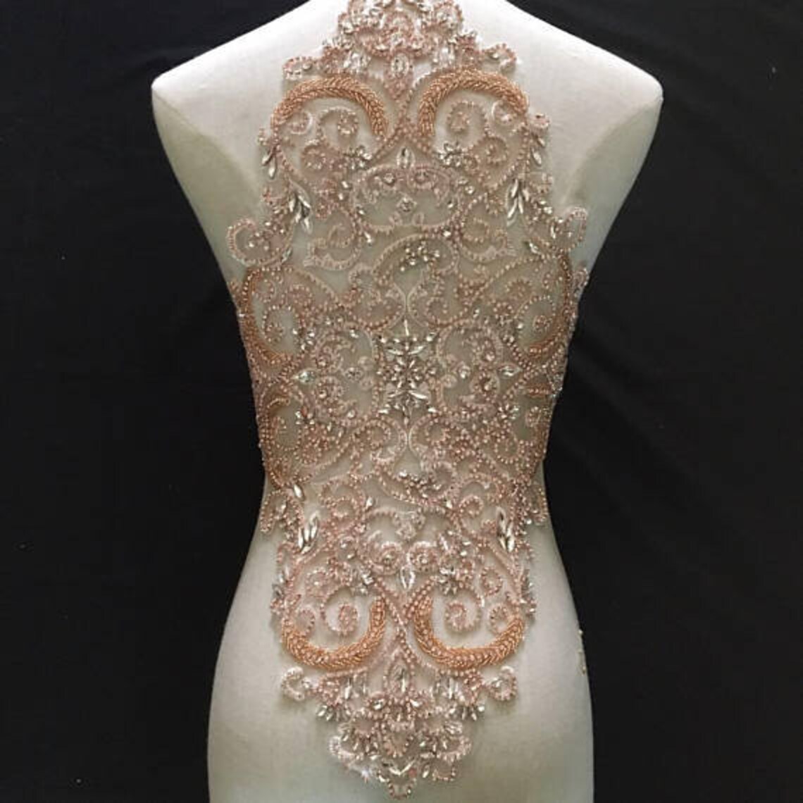 Deluxe Rose Gold Crystal Bodice Applique Crystal Bead | Etsy