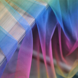 Tulle Fabric With Gradient Colors, Rainbow Mesh Lace Fabric - Etsy