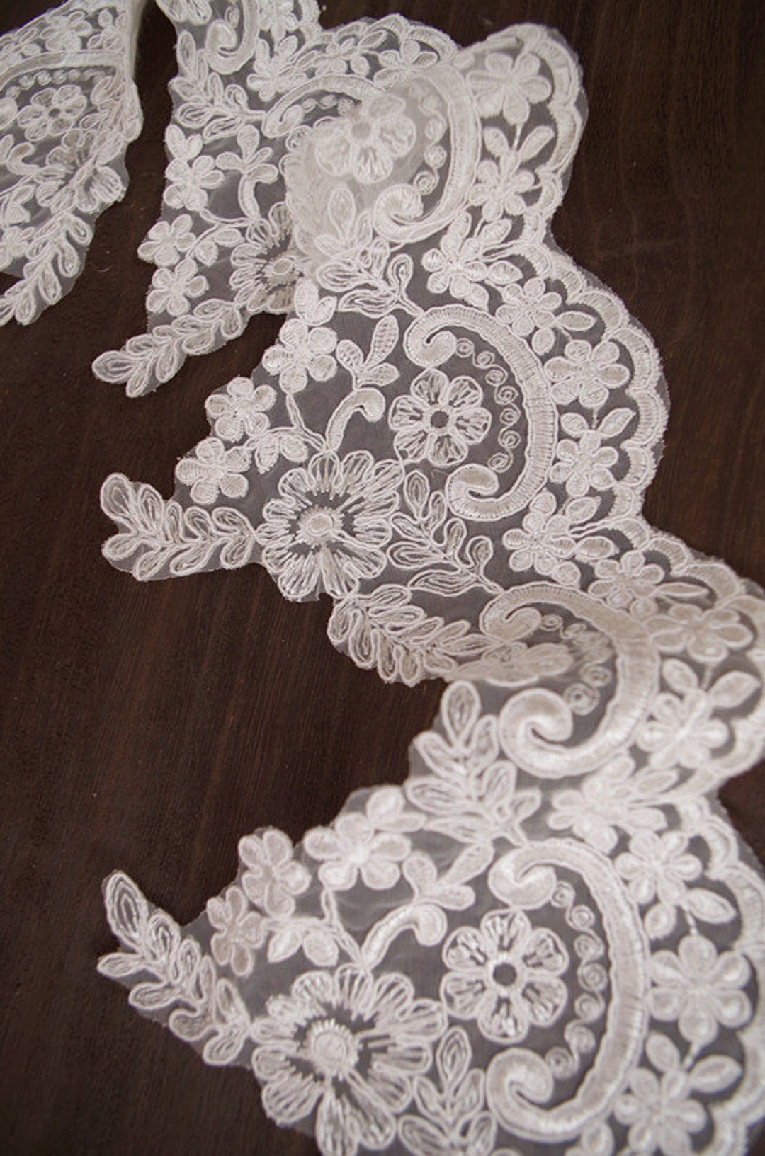 Ivory Lace Trim Alencon Lace Cord Lace Bridal Lace Trim Embroidered ...
