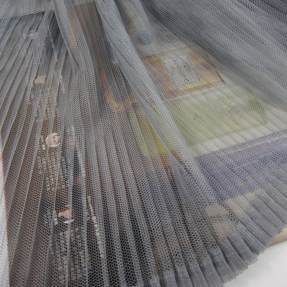 Grey Pleated Tulle Panelruffled Tulle Pleated Tulle Fabric | Etsy