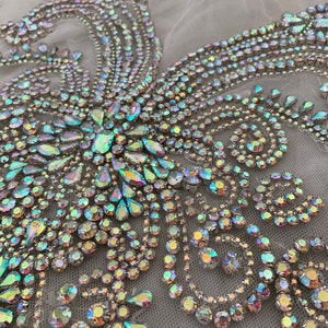 Sparkle Iridescent Rhinestone Applique, Crystal Applique for Bridal ...