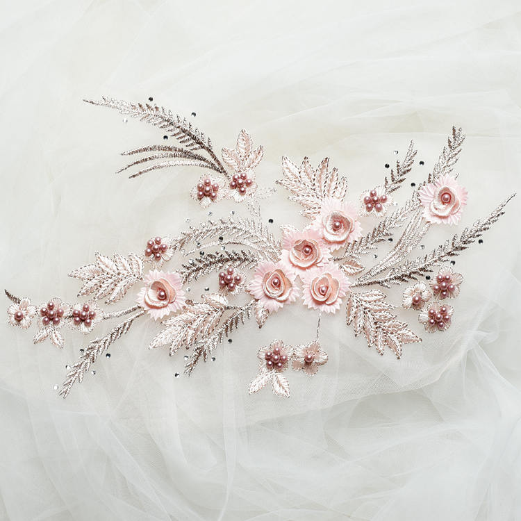 Navy Blue Bead Lace Applique 3D Heavy Bead Lace Applique With | Etsy