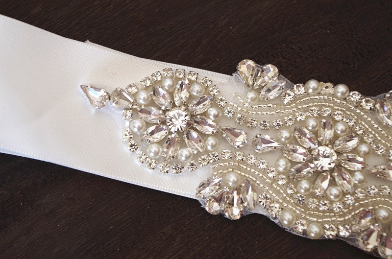 Bridal Sash Applique Crystal Bead Sash Belt Rhinestone Bead | Etsy