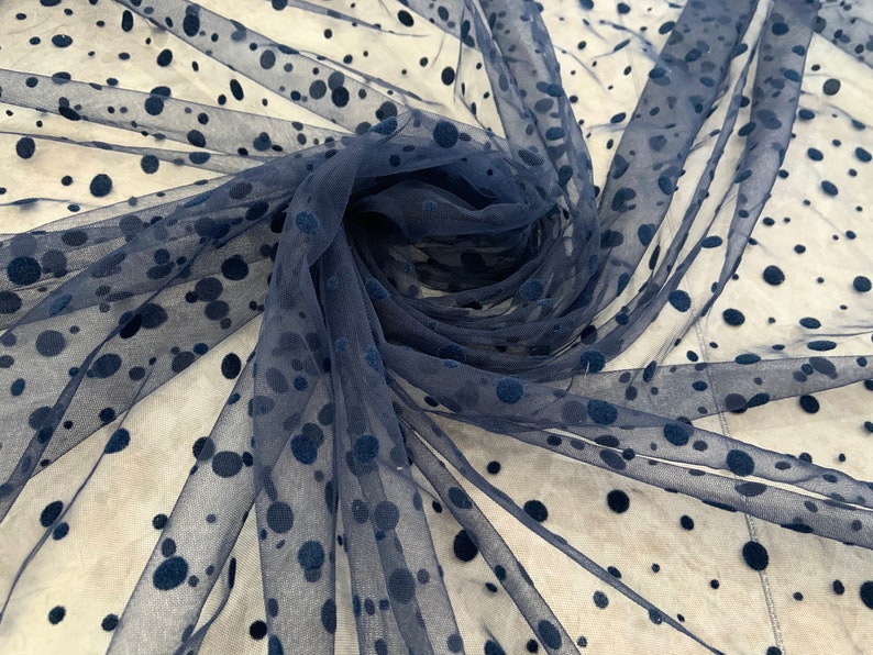 Peach Pink Tulle Fabric With Velvet Polka Dots Flocking Polka - Etsy