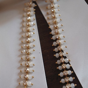 Black Rhinestone Bead Chain, Beading Trim, Gold Rhinestone Bead Belt ...