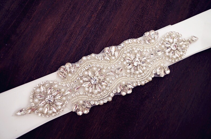 Bridal Sash Applique Crystal Bead Sash Belt Rhinestone Bead | Etsy
