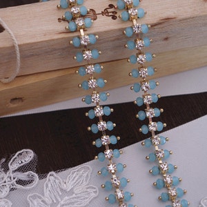 Black Rhinestone Bead Chain, Beading Trim, Gold Rhinestone Bead Belt ...