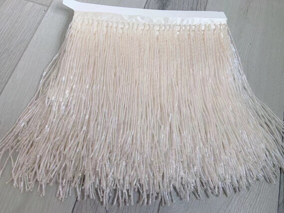 Cream Beaded Fringe Trim for Couture and Dance Costume Bugle - Etsy