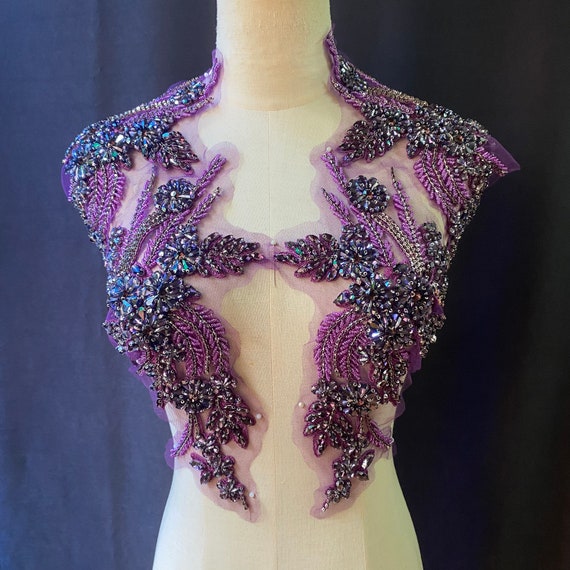 Purple Crystal Bodice Applique for Couture and Costume - Etsy