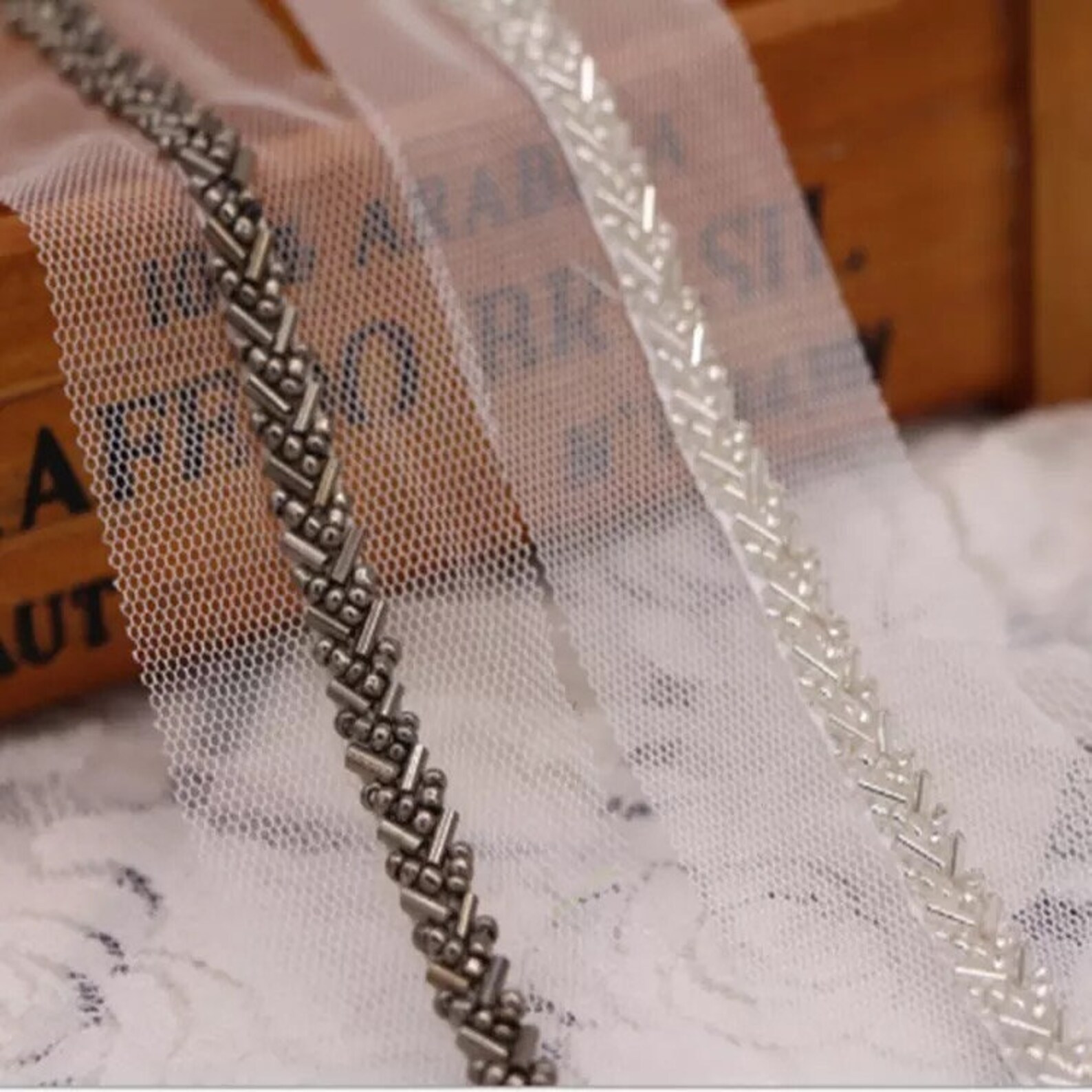 Silver Bead Trim, Gray Heavy Bead Lace Trim, Rose Gold Bead Trim - Etsy