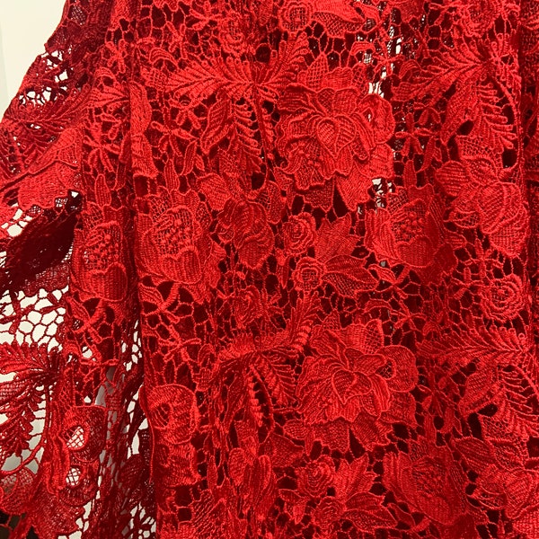 Red Lace Fabric - Etsy