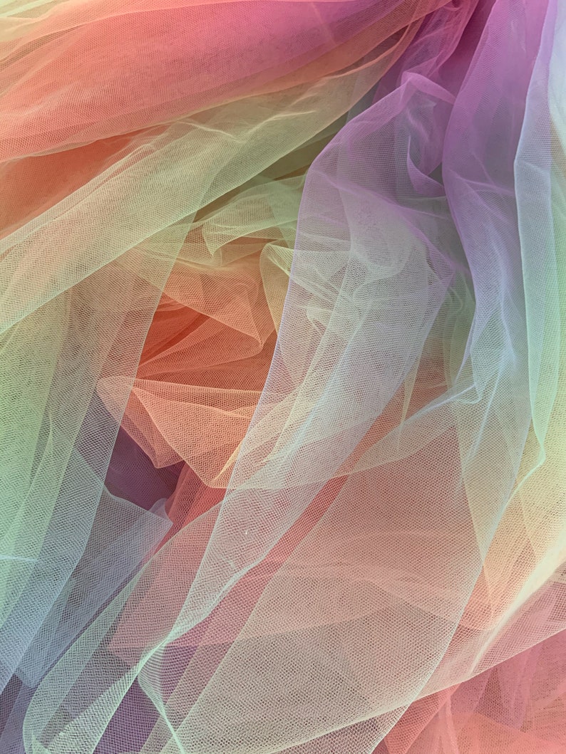Soft Tulle Fabric With Gradient Rainbow Color, Multiple Colors Mesh ...