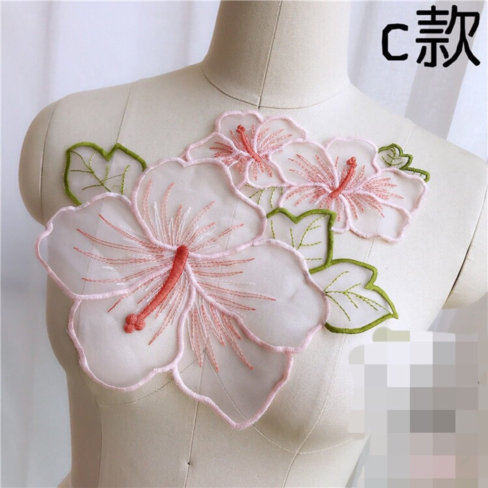 Soft Pink Chiffon Applique Flowerpink Lace Applique 1 Set for | Etsy