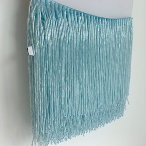 Light Blue Beaded Fringe Trim for Couture and Dance Costume, Bugle Bead ...