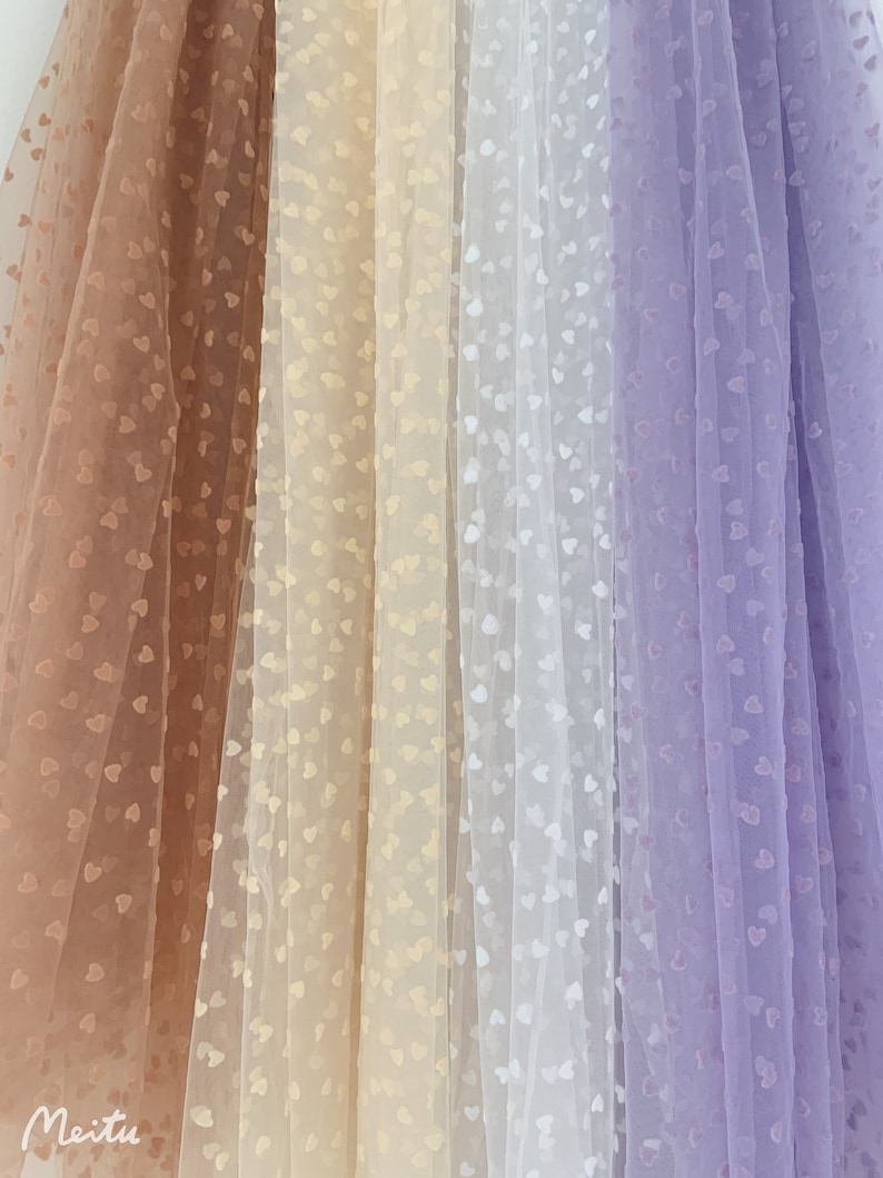 Light Purple Tulle Fabric With Velvet Heart for Skirt Dress | Etsy