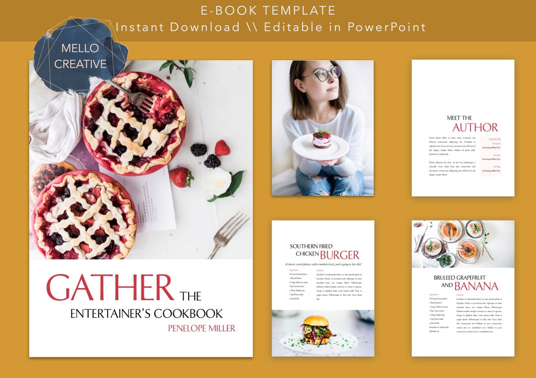 Modern Minimalist Powerpoint Ebook Template - Recipe / Cookbook - Etsy