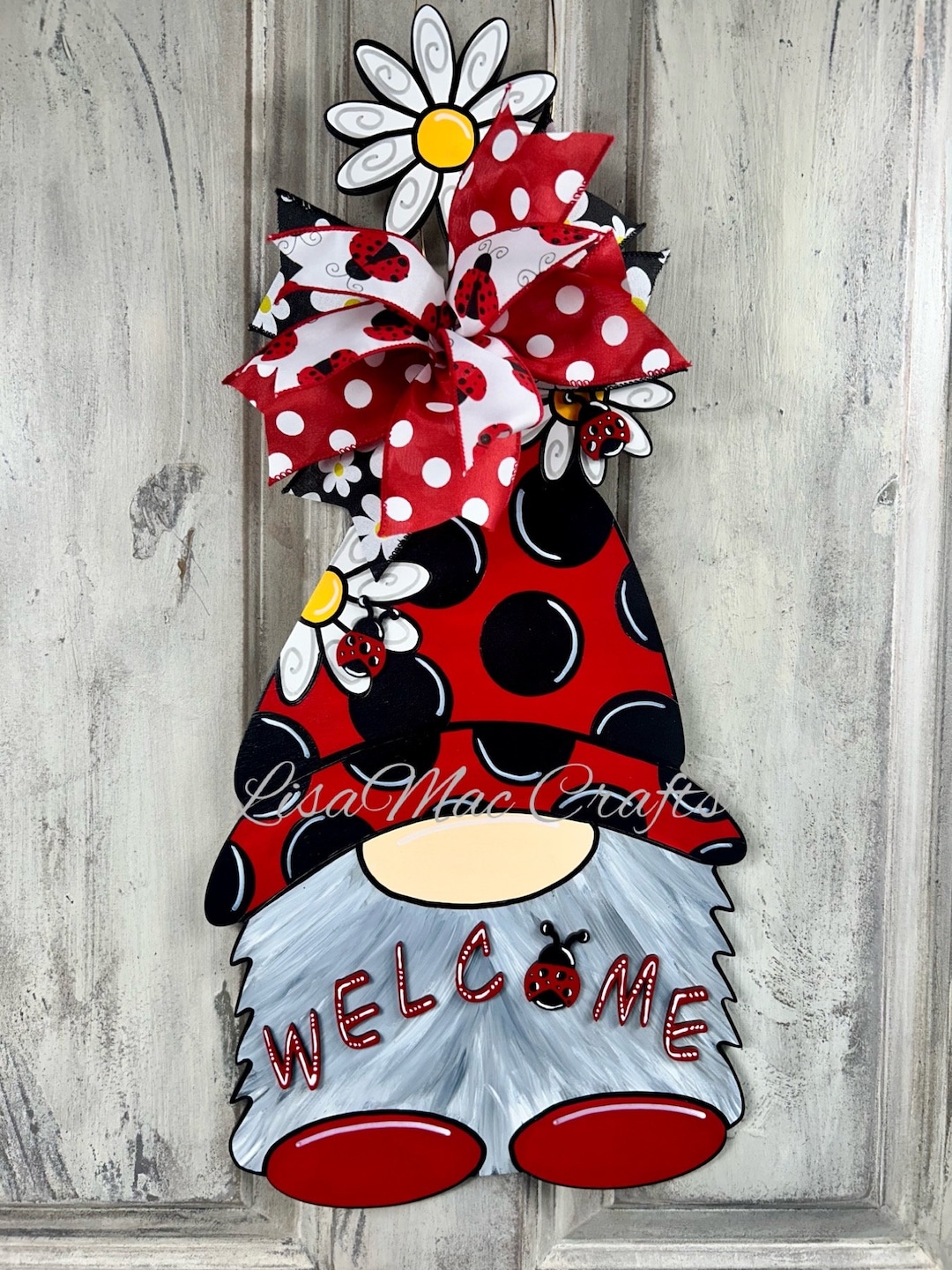 Ladybug Door Hanger | Ladybug Decor | Gnome Door Hanger | Ladybug Gnome ...