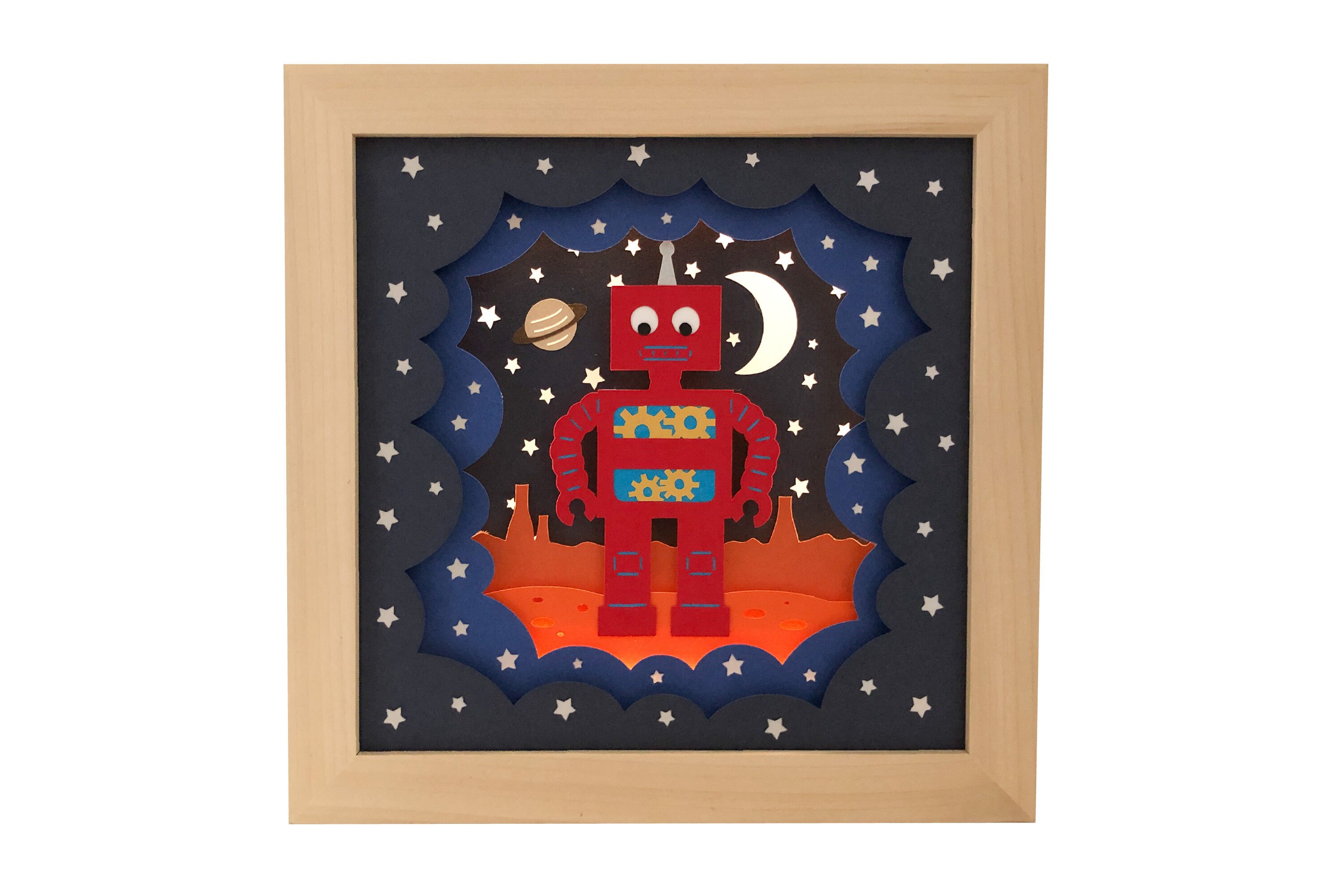 Robot Planet Shadow Box SVG Papercut Template 3D Space Shadow | Etsy