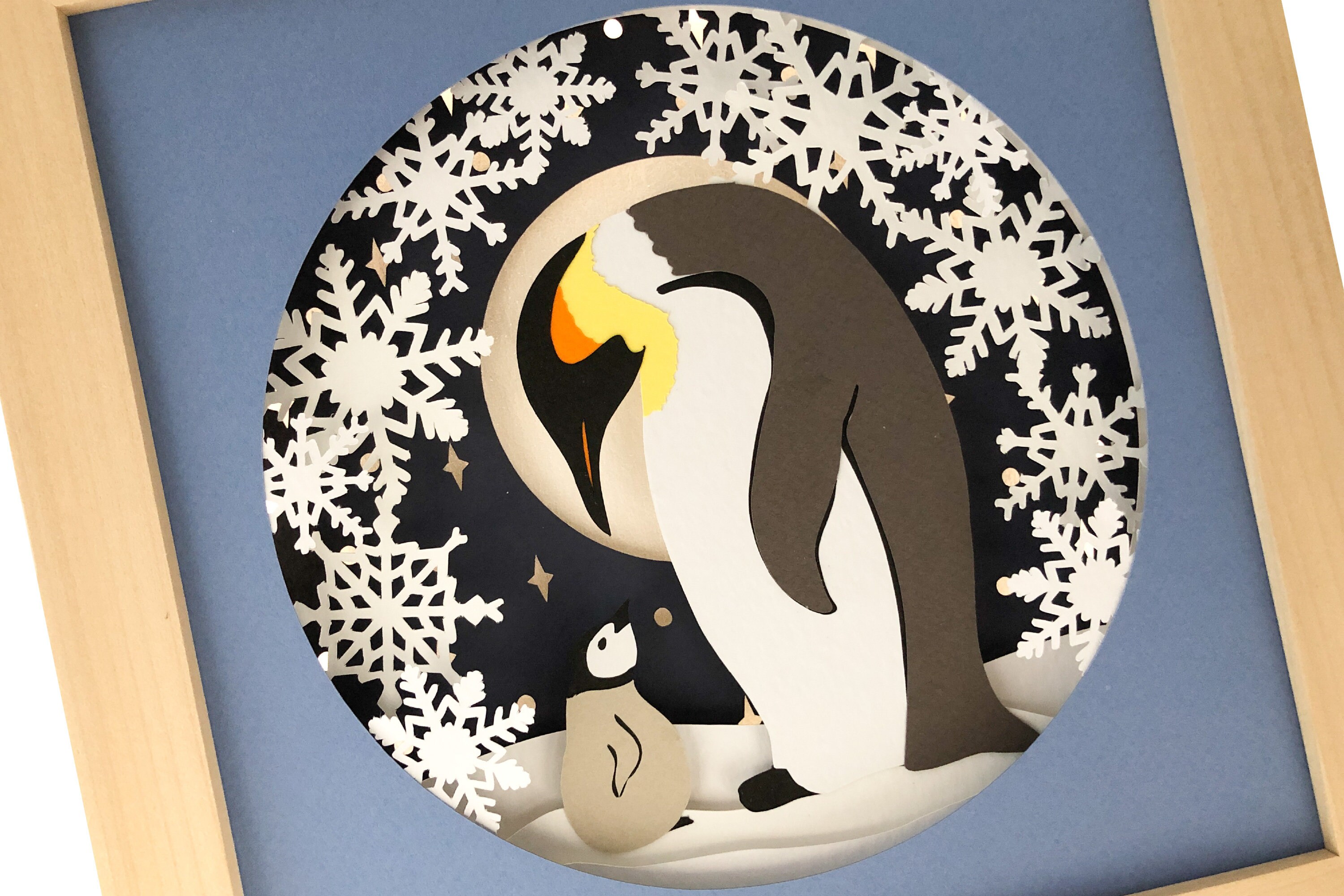Penguin Paper Craft Template 3D Layered Paper Cut Shadow Box | Etsy
