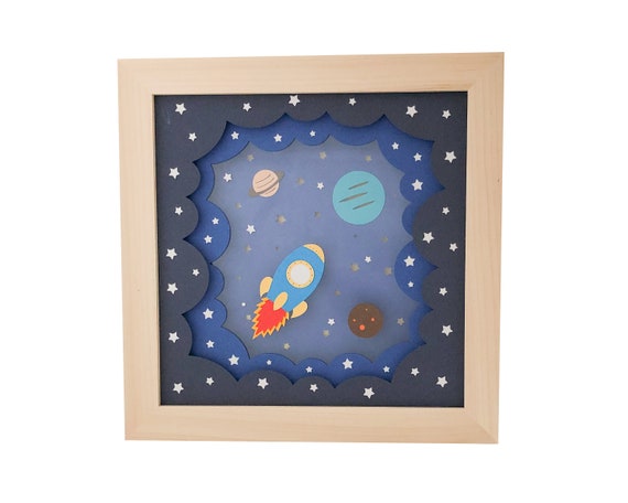 Rocket Ship Shadow Box SVG Papercut Template 3D Space Shadow | Etsy