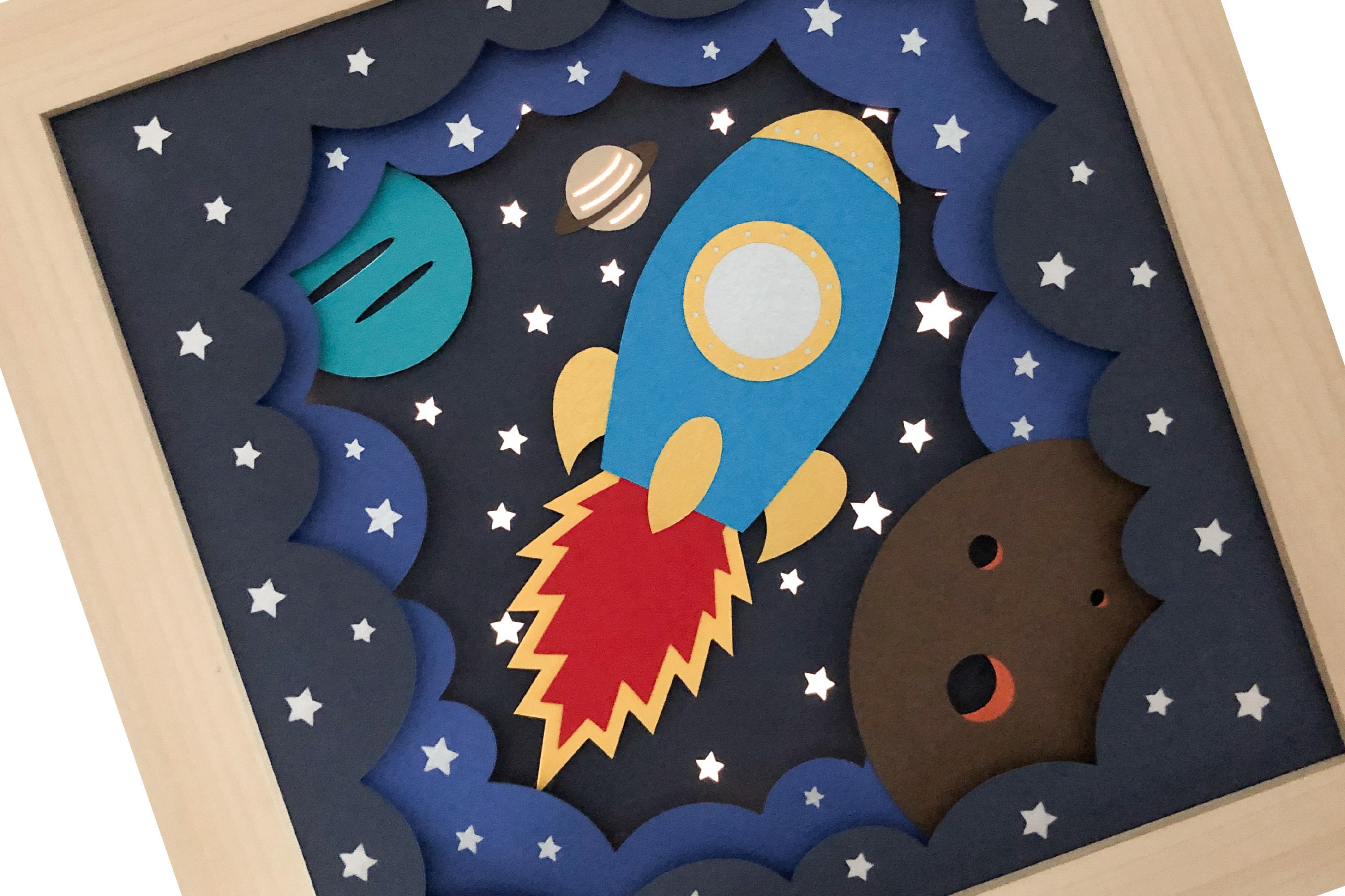 Rocket Ship Shadow Box SVG Papercut Template 3D Space Shadow | Etsy UK