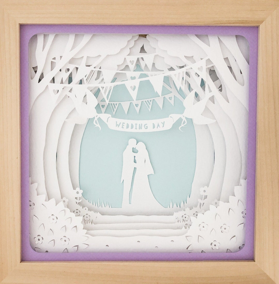 Wedding Couple Shadow Box SVG Template , First Anniversary Layered ...