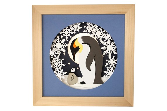 Penguin Paper Craft Template 3D Layered Paper Cut Shadow Box - Etsy