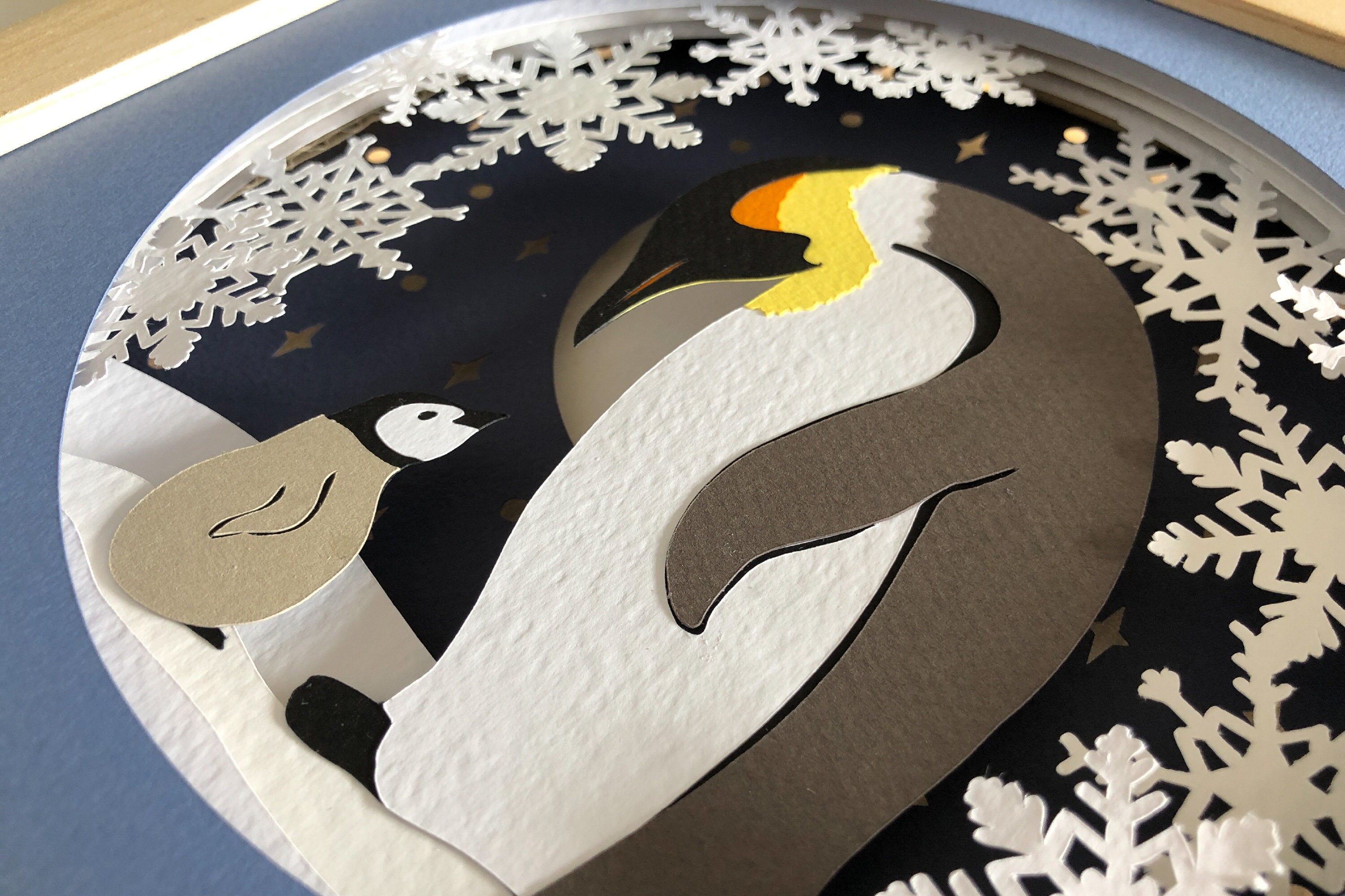 Penguin Paper Craft Template 3D Layered Paper Cut Shadow Box | Etsy