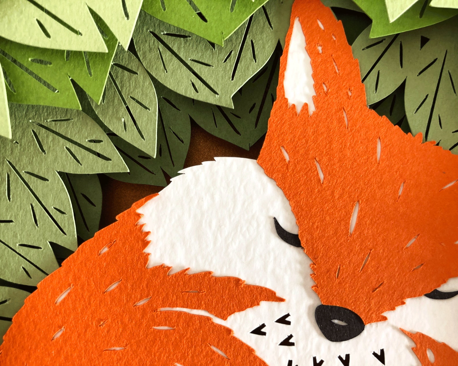 Baby Fox Shadow Box Papercut Template 3D Pdf Jpg for Hand | Etsy